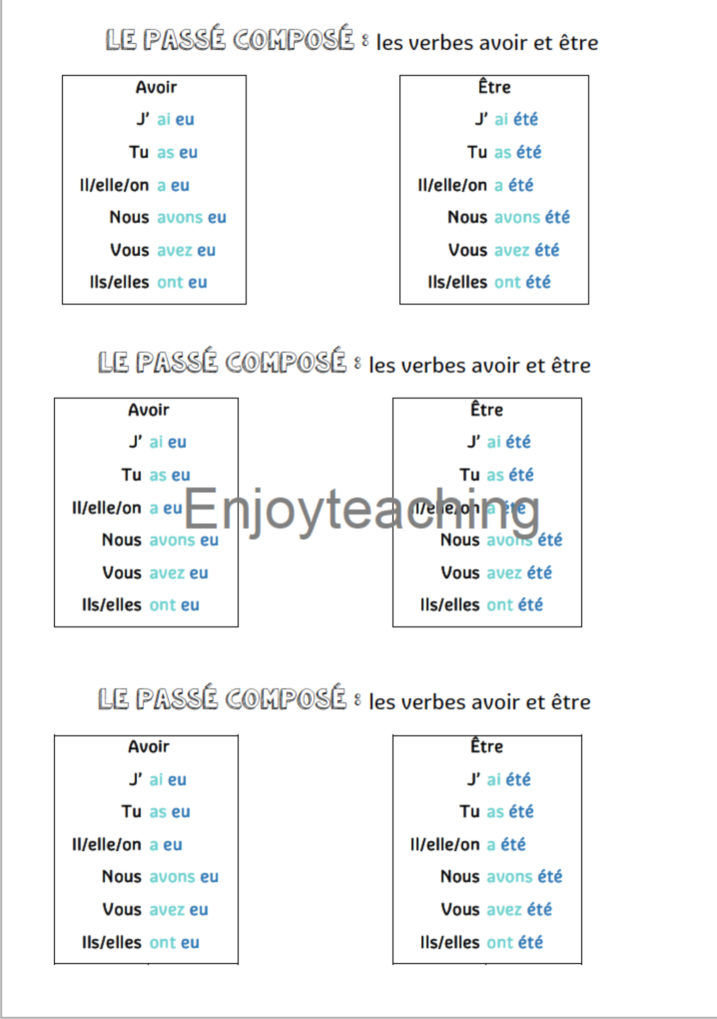 Leçon complète sur le passé composé - CE1, CE2, CM1, CM2, Divers, Pour ...