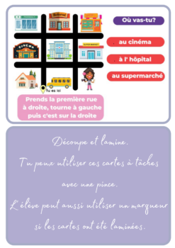 Directions En ville | Cartes à tâches (Copie) - Etude de la Langue ...