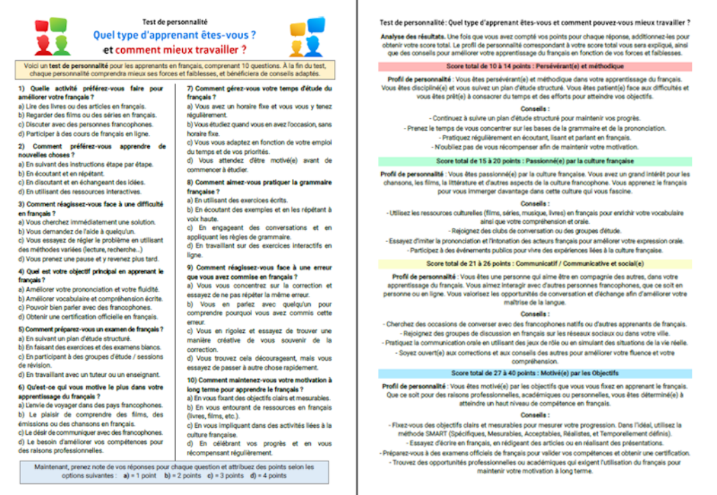 Test de personnalité FLE : Quel type d’apprenant êtes-vous ? Comment ...