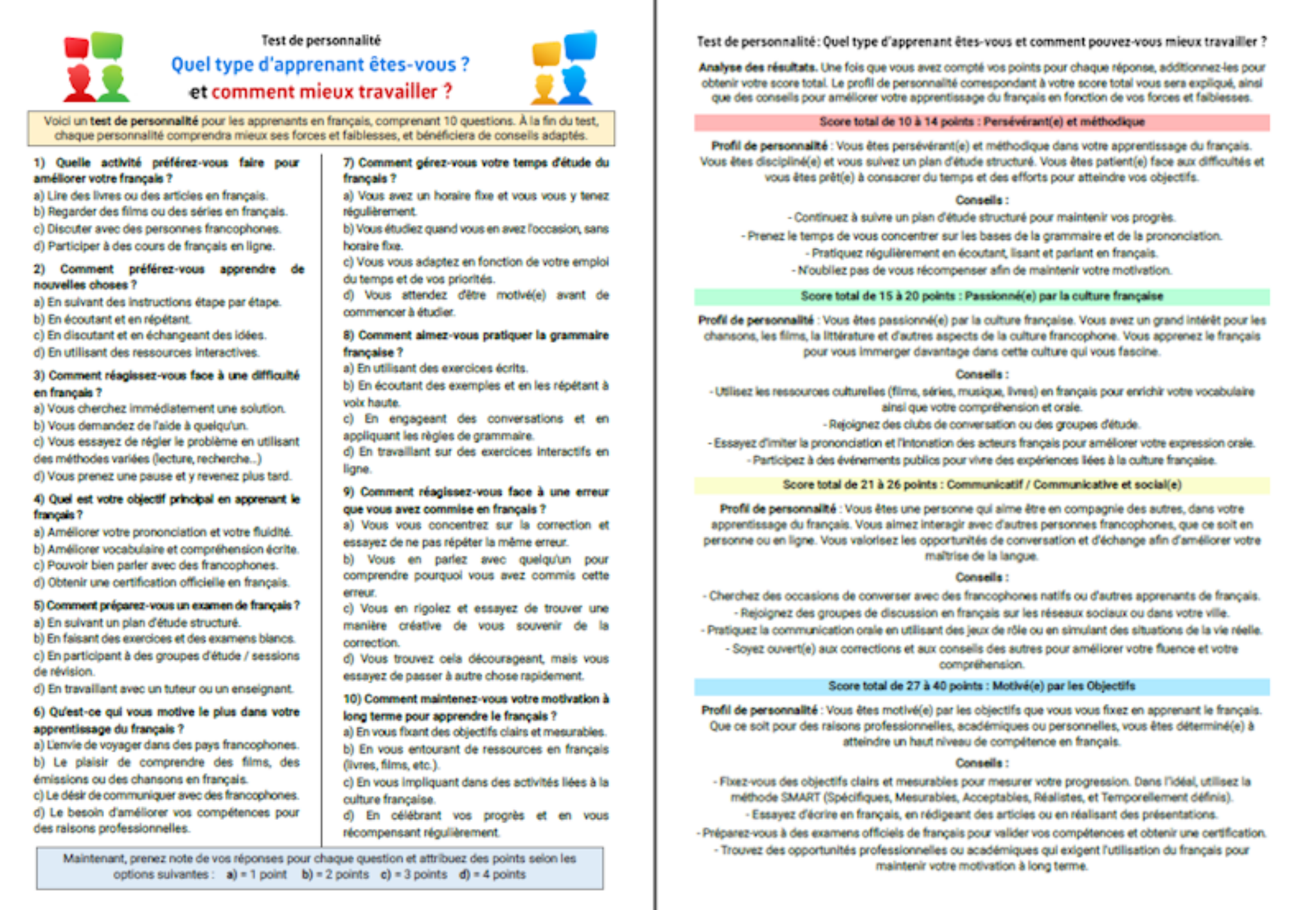 Test de personnalité FLE : Quel type d’apprenant êtes-vous ? Comment ...