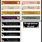Programme du jour - affichage avec étiquettes - CE1, CE2, CM1, CM2, CP ...