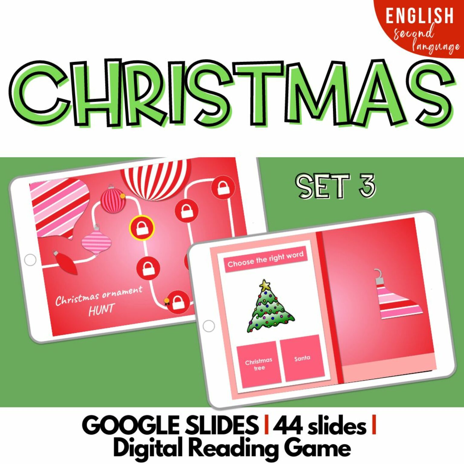 Christmas Vocabulary Activities GOOGLE SLIDES Noël en Anglais SET 3 ...