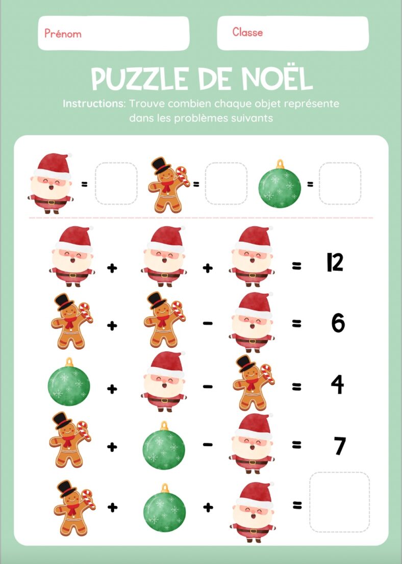 Activités de Noël | Livret Français Maths - Etude de la Langue ...