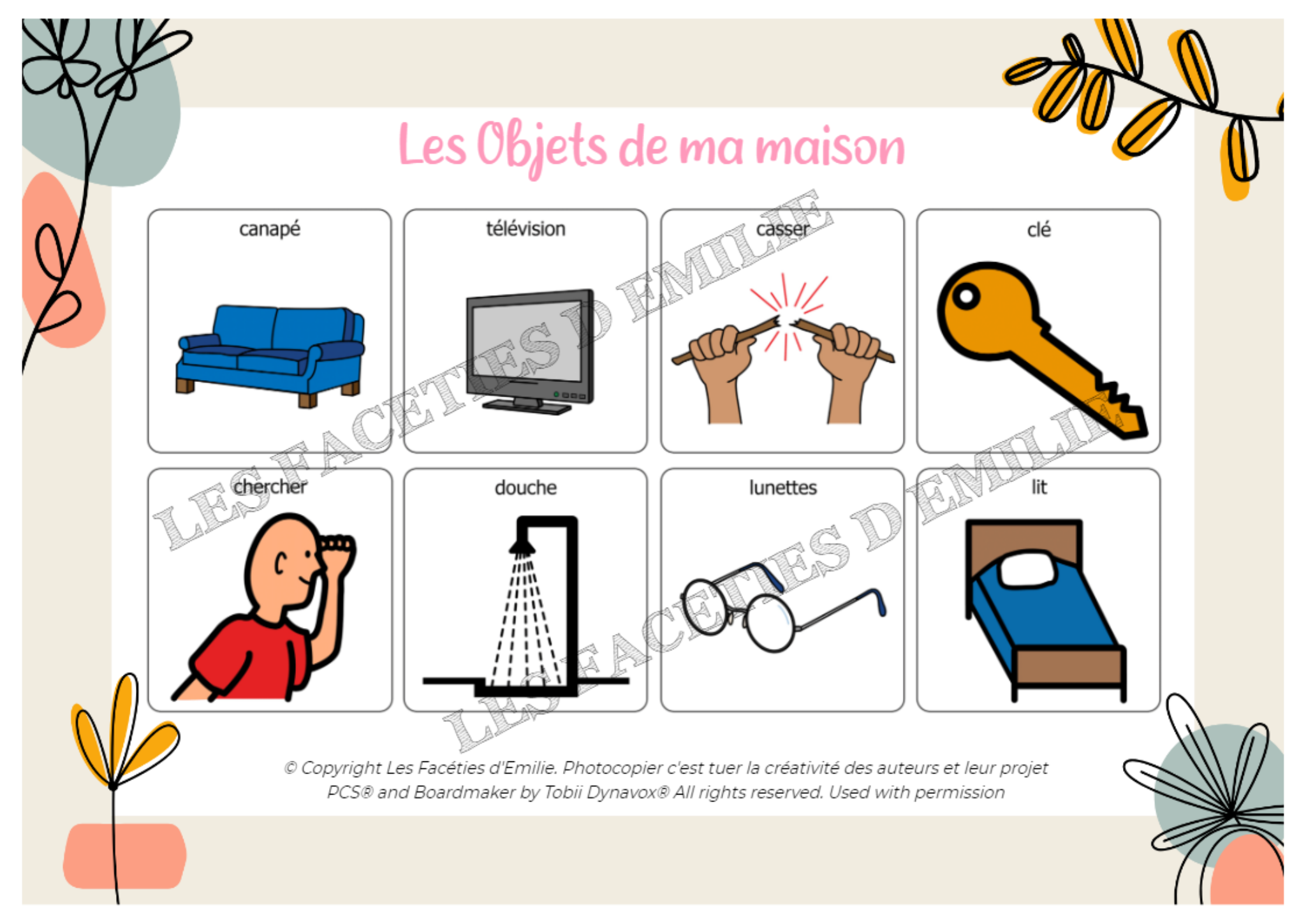 Loto des objets de la maison - Etude de la Langue CE1, CP, Grande ...