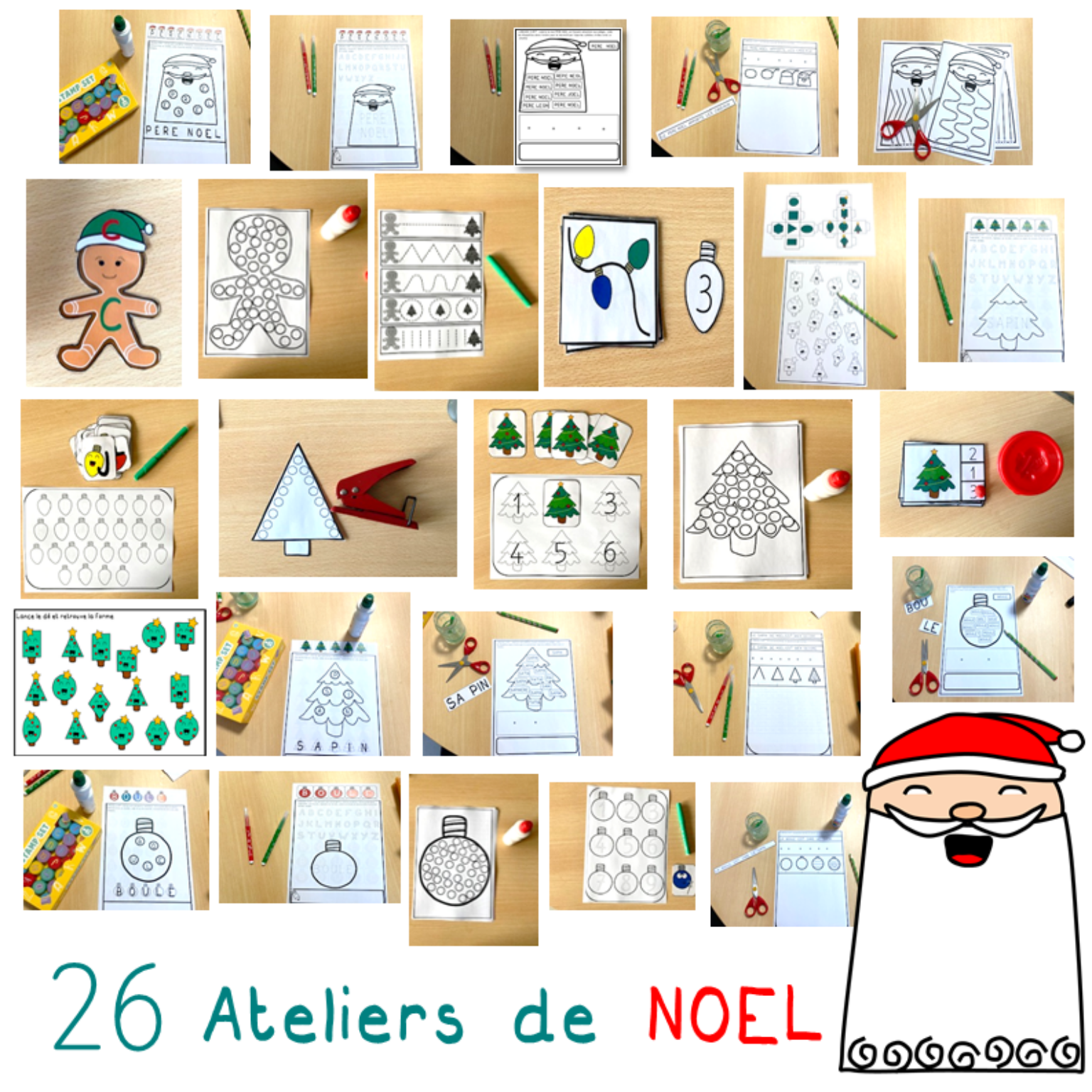 26 ateliers de Noël - Ecriture, Lecture, Mathématiques, Montessori ...